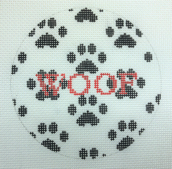 "Woof"w/paws Ornament - Stitchen Time